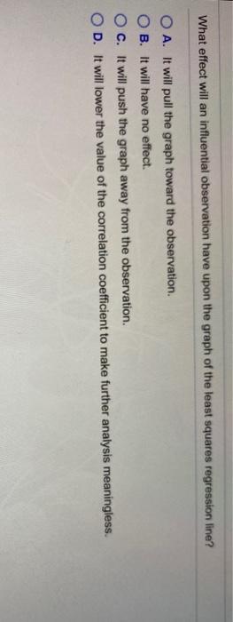 Solved What effect will an influential observation have upon | Chegg.com