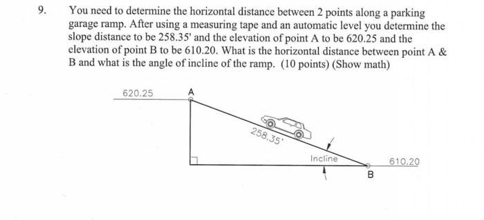 Solved 9. You need to determine the horizontal distance | Chegg.com