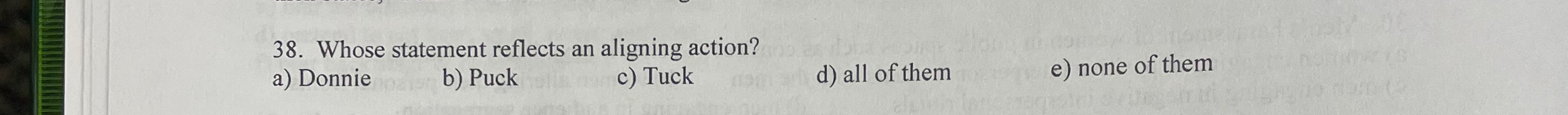 Solved Whose statement reflects an aligning action?a) | Chegg.com