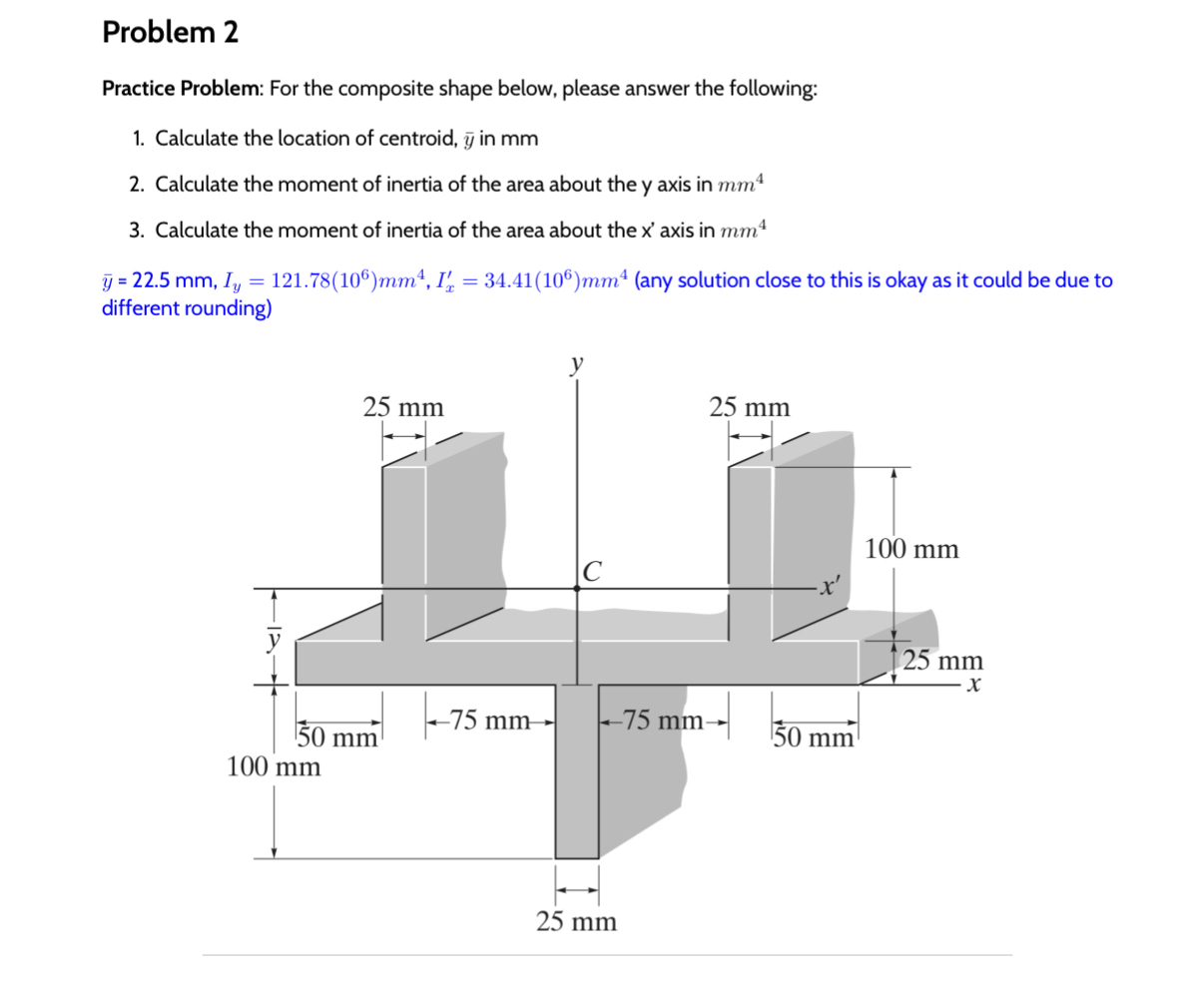 Solved Problem 2Practice Problem: For the composite shape | Chegg.com