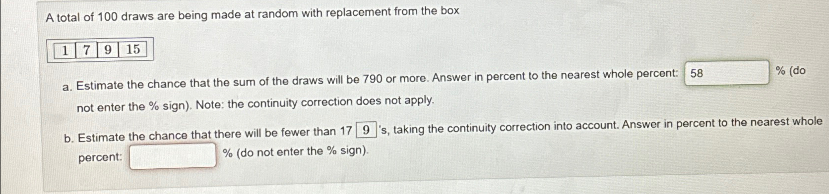 Solved A total of 100 ﻿draws are being made at random with | Chegg.com