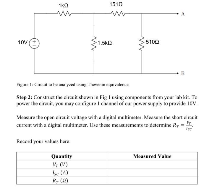 Solved Figure 1: Circuit to be analyzed using Thevenin | Chegg.com