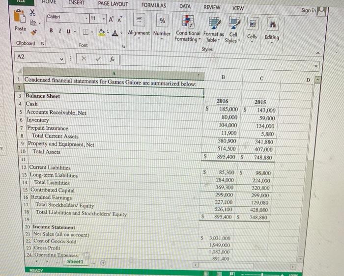 Solved Calculating Select Ratios using Excel's ROUND and | Chegg.com