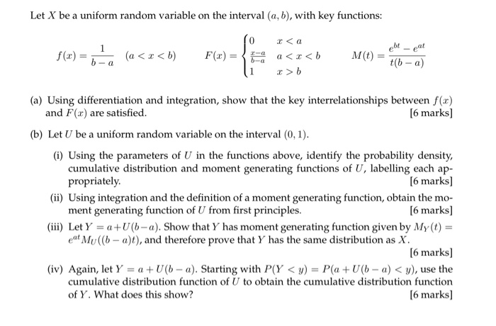 Solved Let X Be A Uniform Random Variable On The Interval 3628