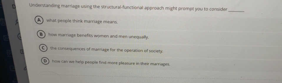 Solved Understanding marriage using the | Chegg.com