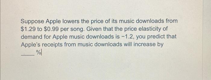 Solved Suppose Apple lowers the price of its music downloads | Chegg.com