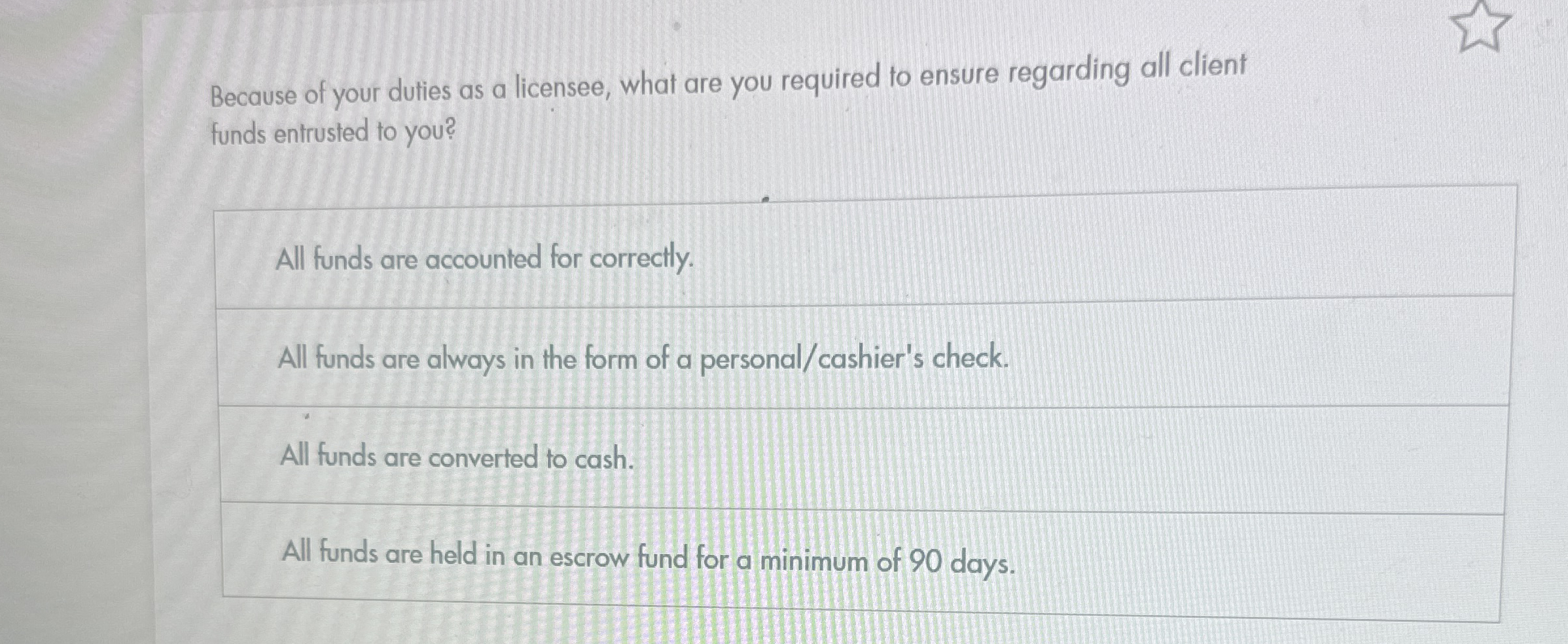 Solved Because of your duties as a licensee, what are you | Chegg.com