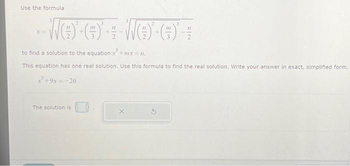 Solved Use the formula x=3(2n)2+(3m)3+2n−3(2n)2+(3m)3−2n to | Chegg.com
