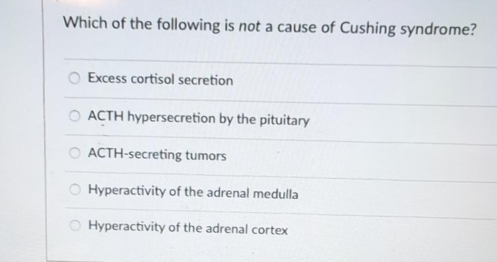 Solved Which of the following is not a cause of Cushing | Chegg.com