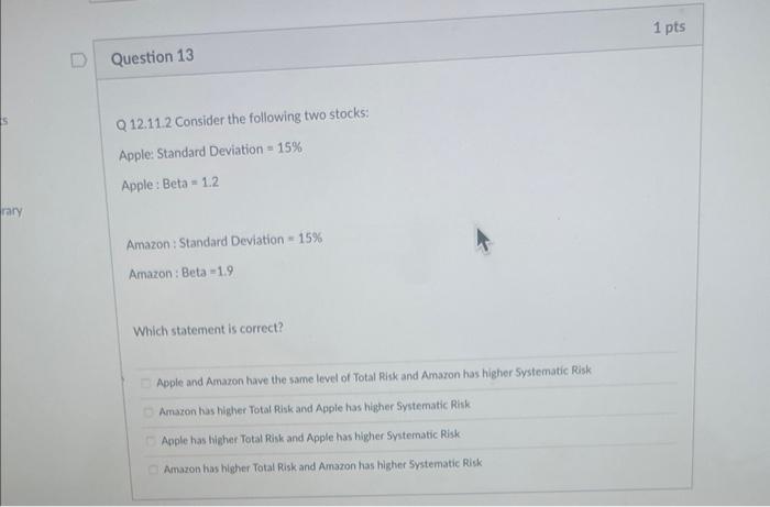 Solved Which statement is correct? Apple and Amazon have the | Chegg.com