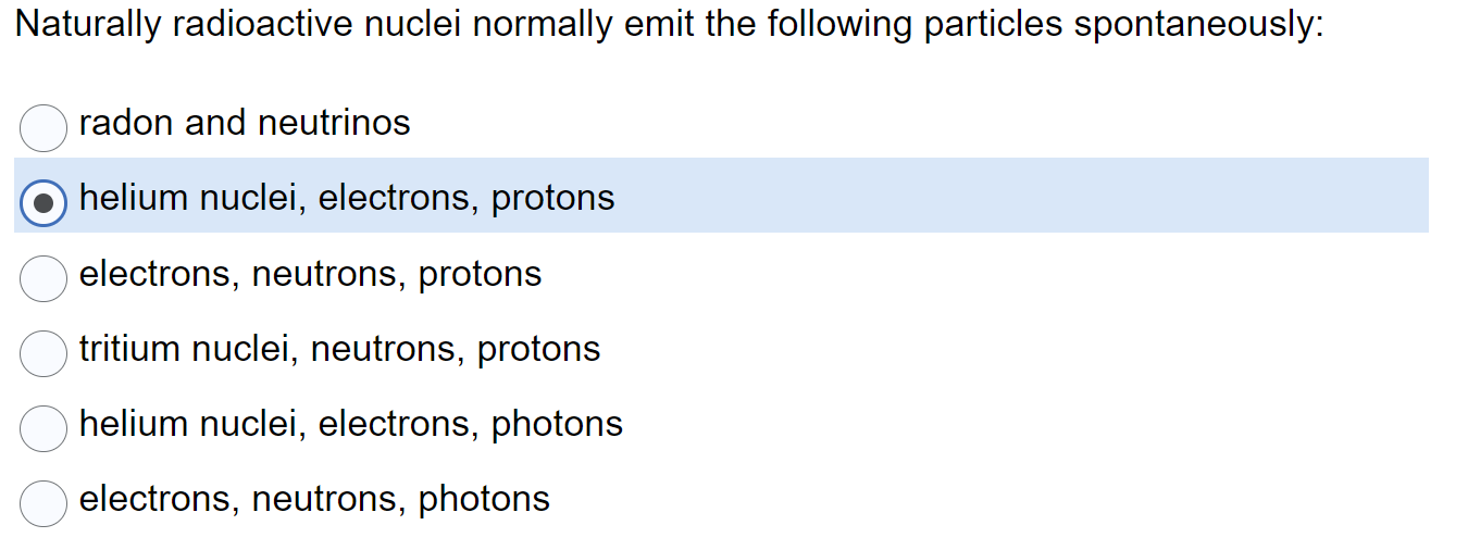 Solved Naturally radioactive nuclei normally emit the | Chegg.com