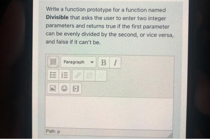 Solved Write a function prototype for a function named | Chegg.com
