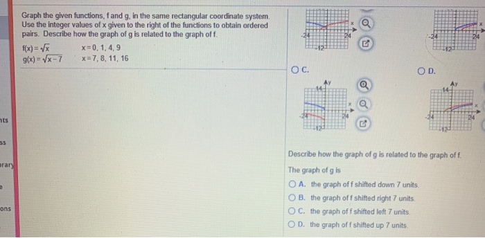 Solved Graph the given functions, and g, in the same | Chegg.com