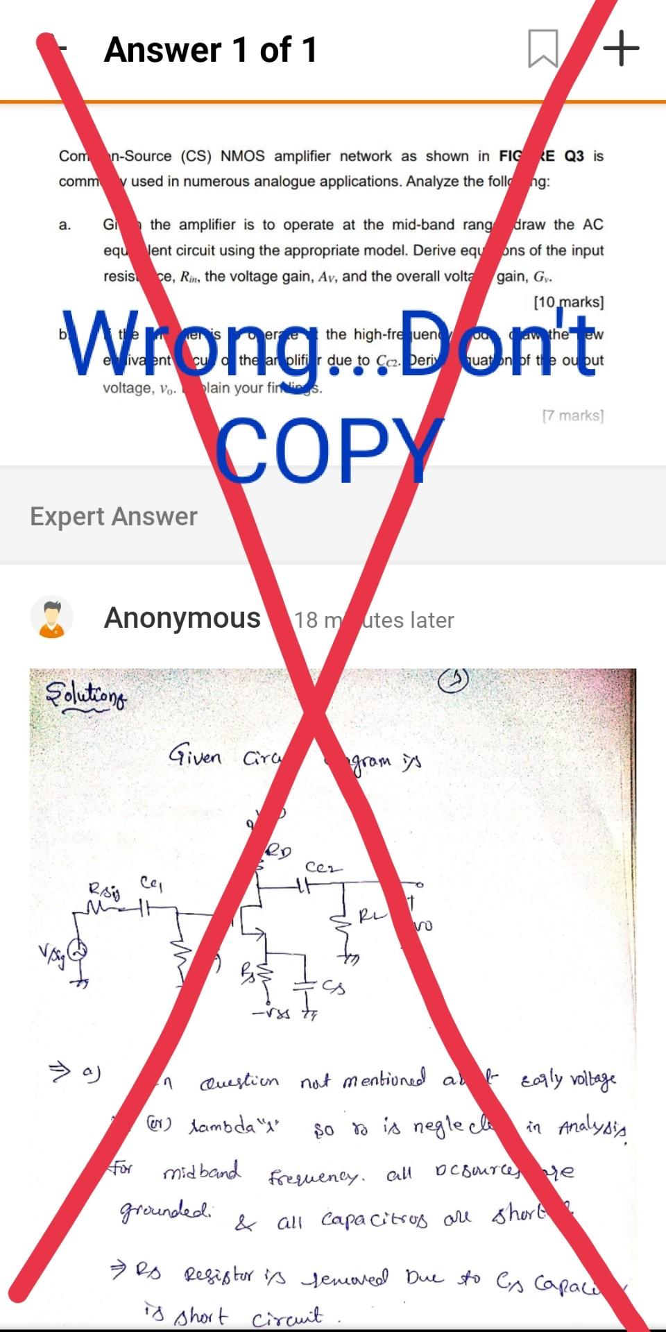 Solved Common-Source (CS) NMOS amplifier network as shown in | Chegg.com