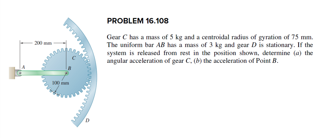Solved PROBLEM 16.108Gear C ﻿has a mass of 5kg ﻿and a | Chegg.com