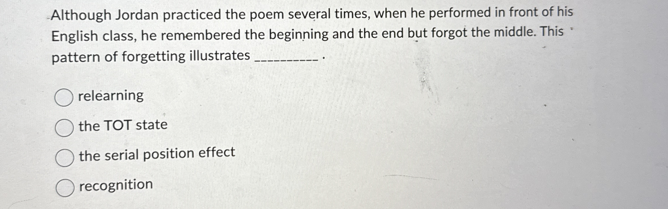 Solved Although Jordan practiced the poem several times, | Chegg.com