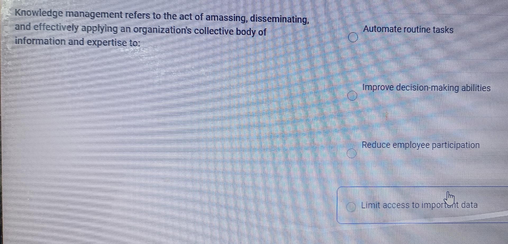 Solved Knowledge management refers to the act of amassing, | Chegg.com