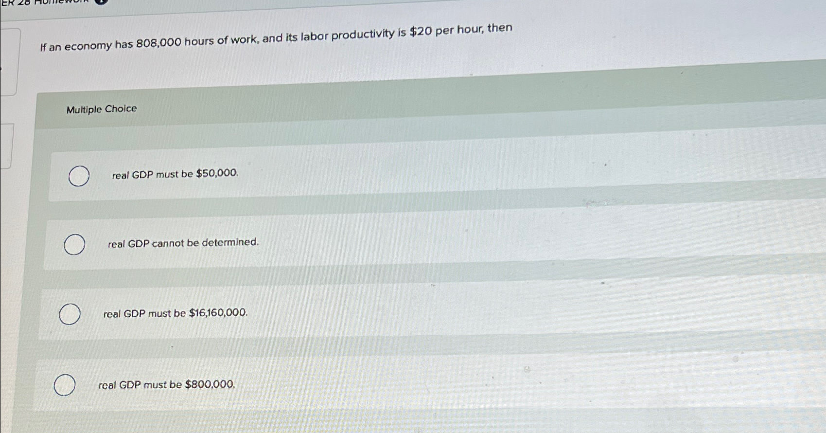 Solved If an economy has 808,000 ﻿hours of work, and its | Chegg.com