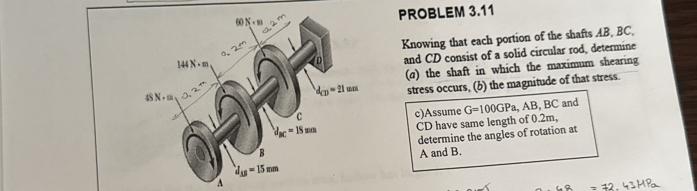 Solved PROBLEM 3.11Knowing that each portion of the shafts | Chegg.com