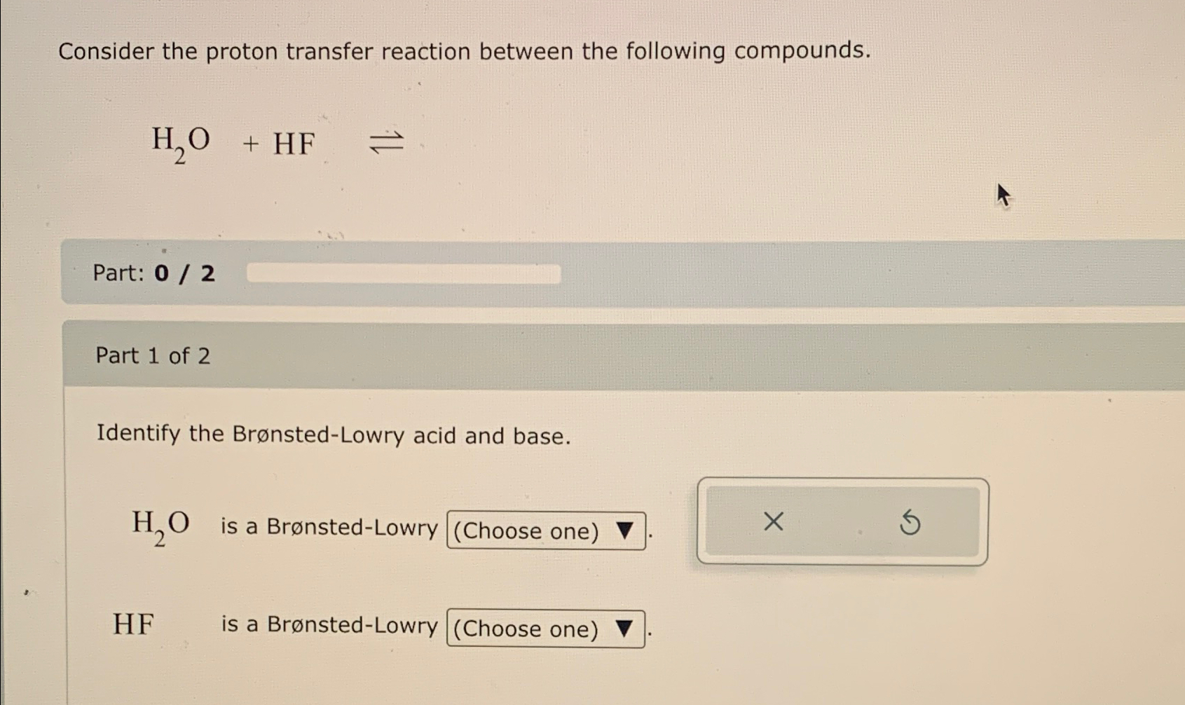 Solved Consider the proton transfer reaction between the | Chegg.com