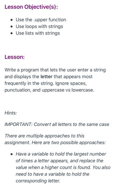 Solved Programming Practice 8.3: Most Frequent Character 15 | Chegg.com