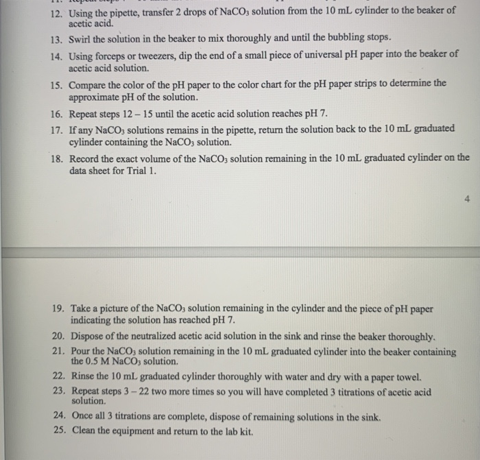 Part II: Titration DATA Record the data from the | Chegg.com