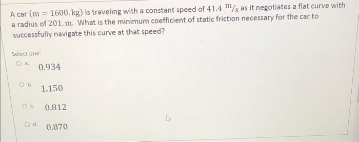 Solved what is the minimum coefficient of static friction | Chegg.com