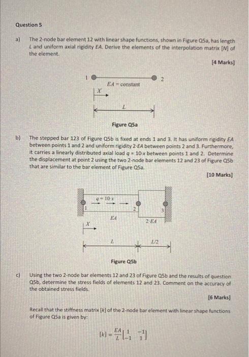 Solved a) The 2-node bar element 12 with linear shape | Chegg.com