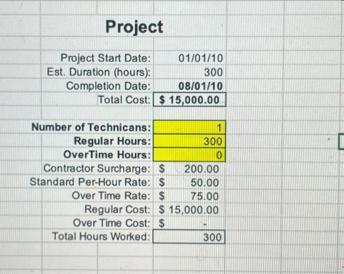 Project Project Start Date: \\( \\quad 01 / 01 / 10 | Chegg.com