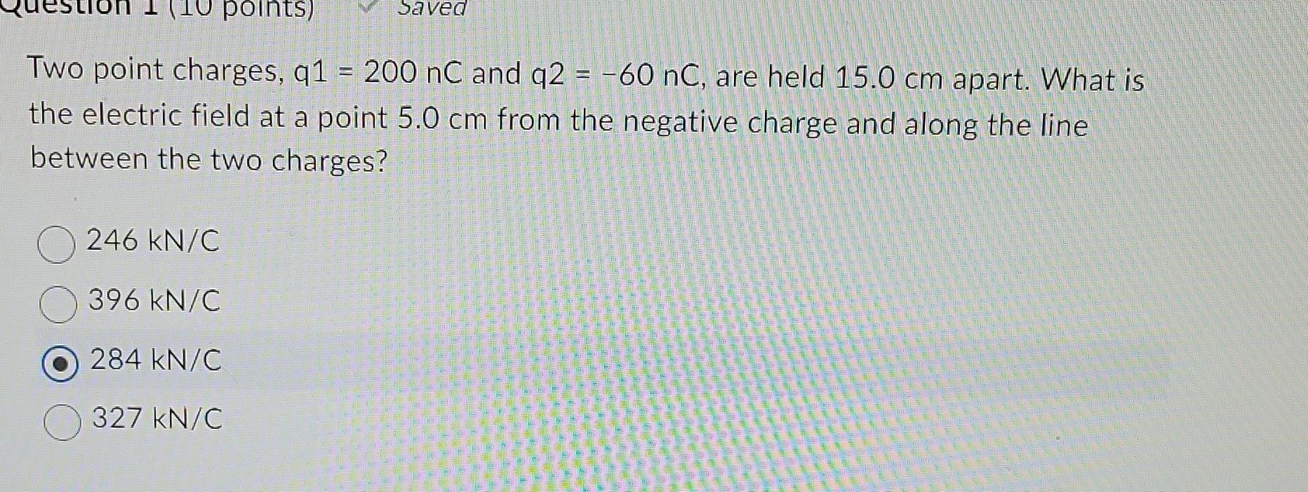 Solved Two point charges, q1=200nC and q2=−60nC, are held | Chegg.com