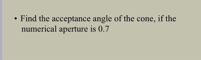 Solved Find the acceptance angle of the cone, if the | Chegg.com