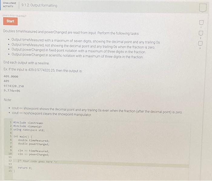 Solved Doubles timeMeasured and powerChanged are read from | Chegg.com