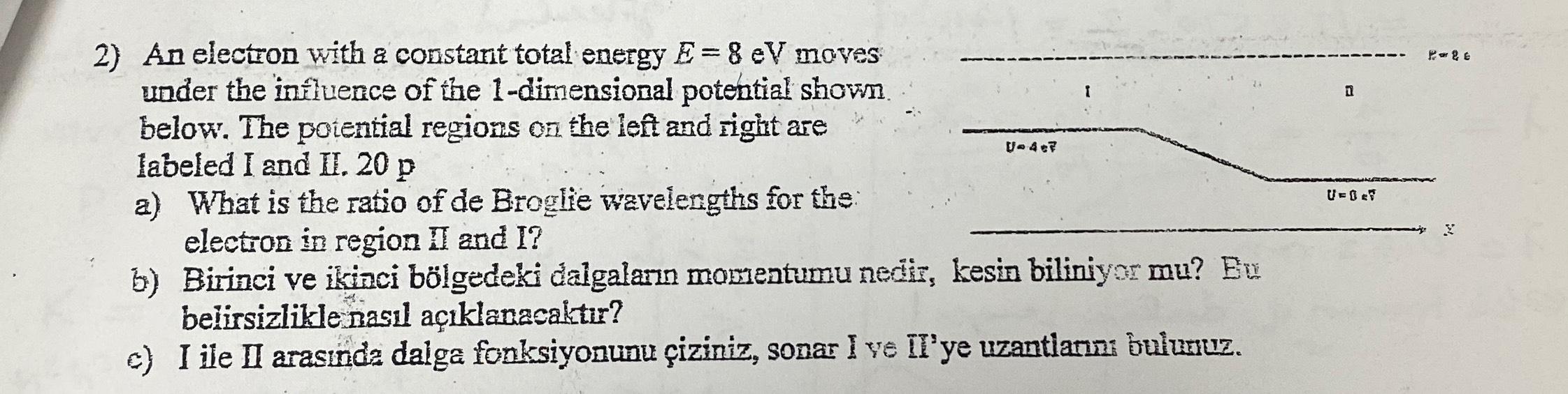 Solved An Electron With A Constant Total Energy E 8ev ﻿moves