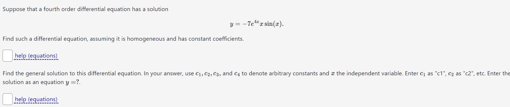 Solved Suppose That A Fourth Order Differential Equation Has