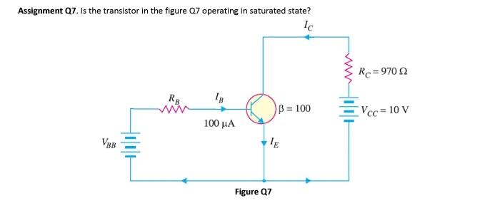Solved Assignment Q7. Is the transistor in the figure Q7 | Chegg.com