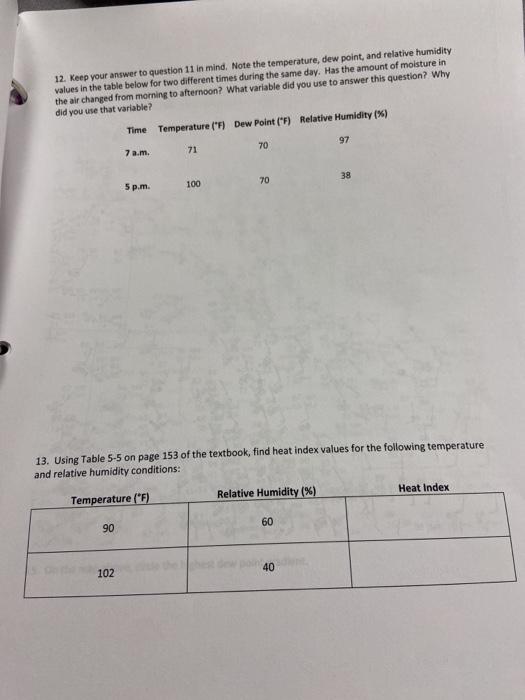 Solved Lab - Atmospheric Moisture Sling Psychrometer | Chegg.com