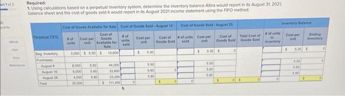 Solved using calculations based on a perpetual inventory | Chegg.com