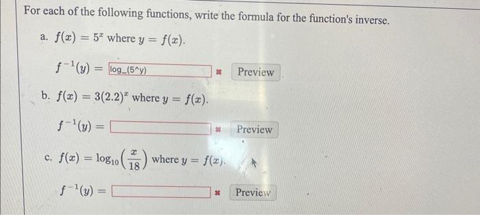 Solved For each of the following functions, write the | Chegg.com