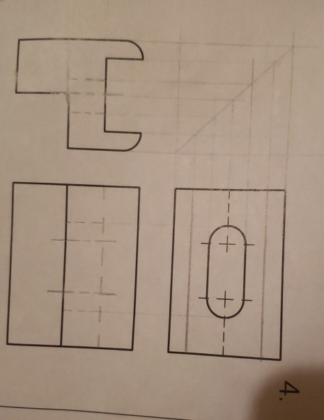 Solved Orthografic projections, complete the missing lines. | Chegg.com