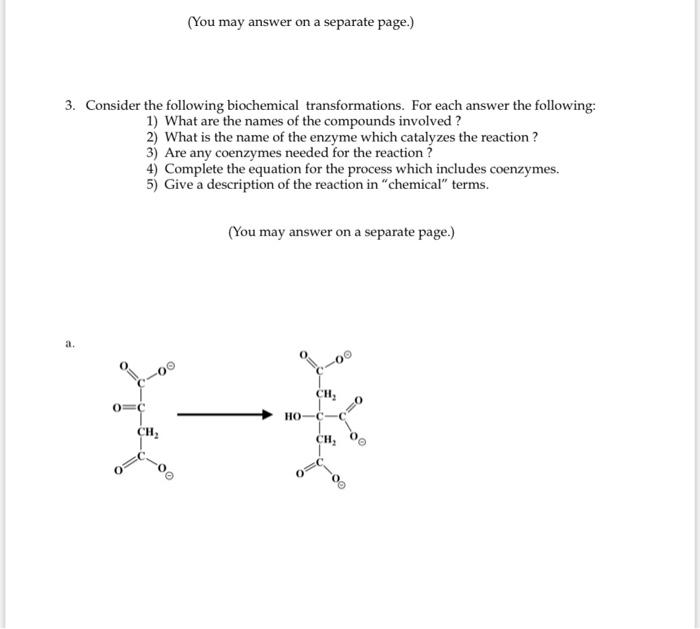 Solved 3. Consider the following biochemical | Chegg.com Solved 3. Consider the following biochemical | Chegg.com
