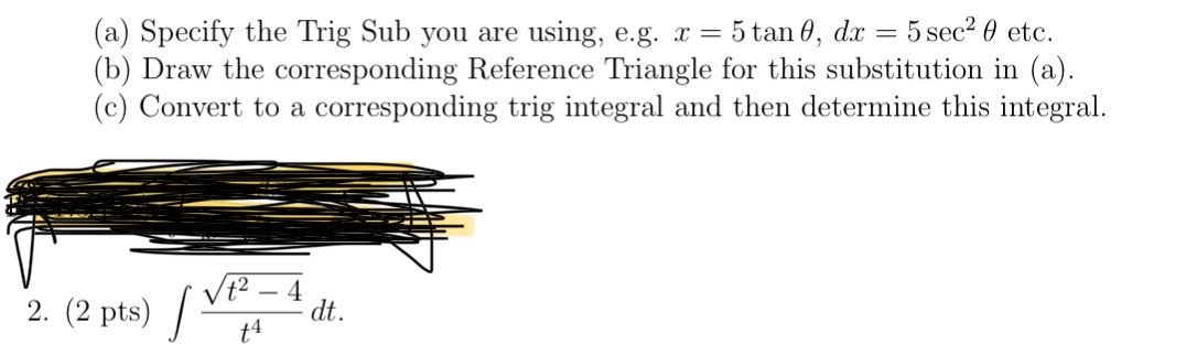 Solved (a) ﻿Specify the Trig Sub you are using, | Chegg.com