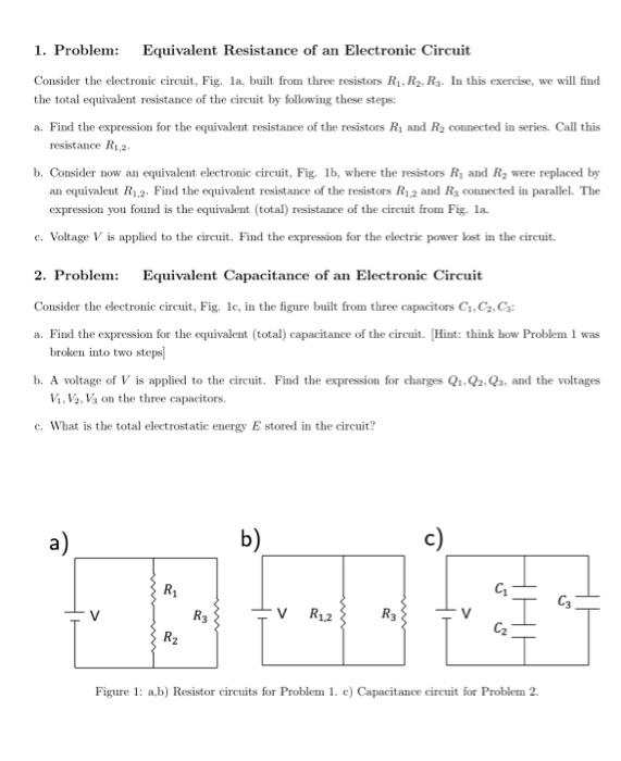 Solved 1. Problem: Equivalent Resistance of an Electronic | Chegg.com