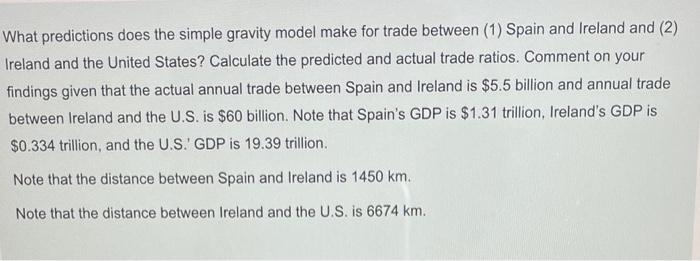 Solved What predictions does the simple gravity model make | Chegg.com