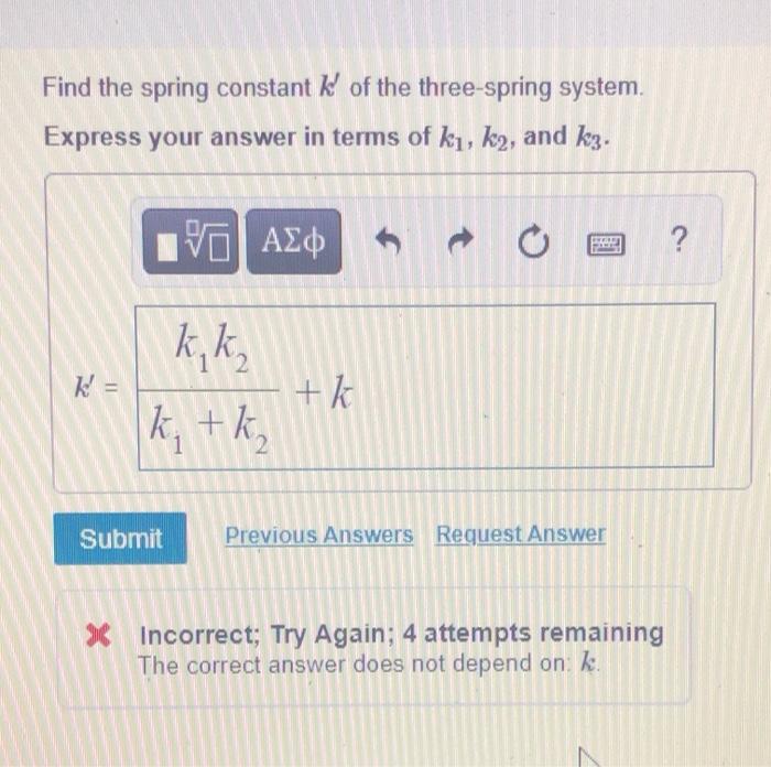 Solved In this problem you will study two cases of springs | Chegg.com