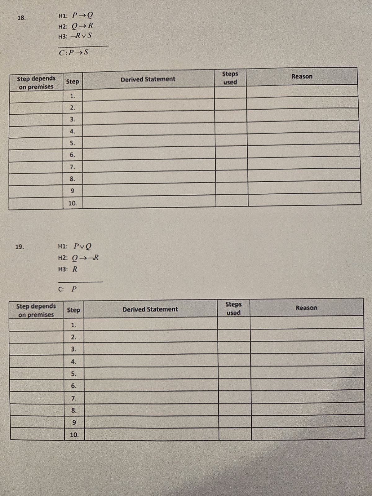 symbolize each argument ﻿H1: P→Q ﻿H2: Q→R ﻿H3: | Chegg.com