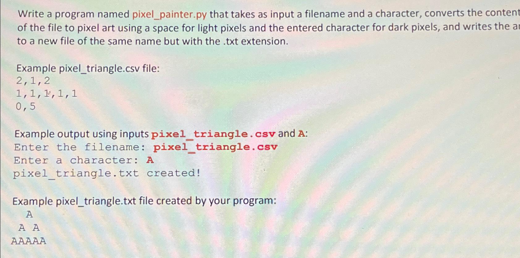 Solved Activity #2: Pixel painter - ﻿individualRun length | Chegg.com