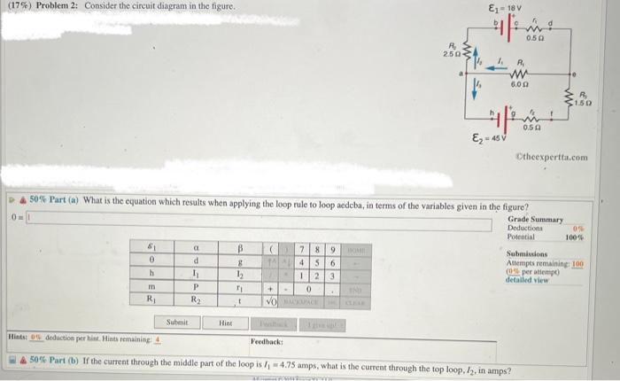 Solved (17%) Problem 2; Consider the circuit diagram in the | Chegg.com