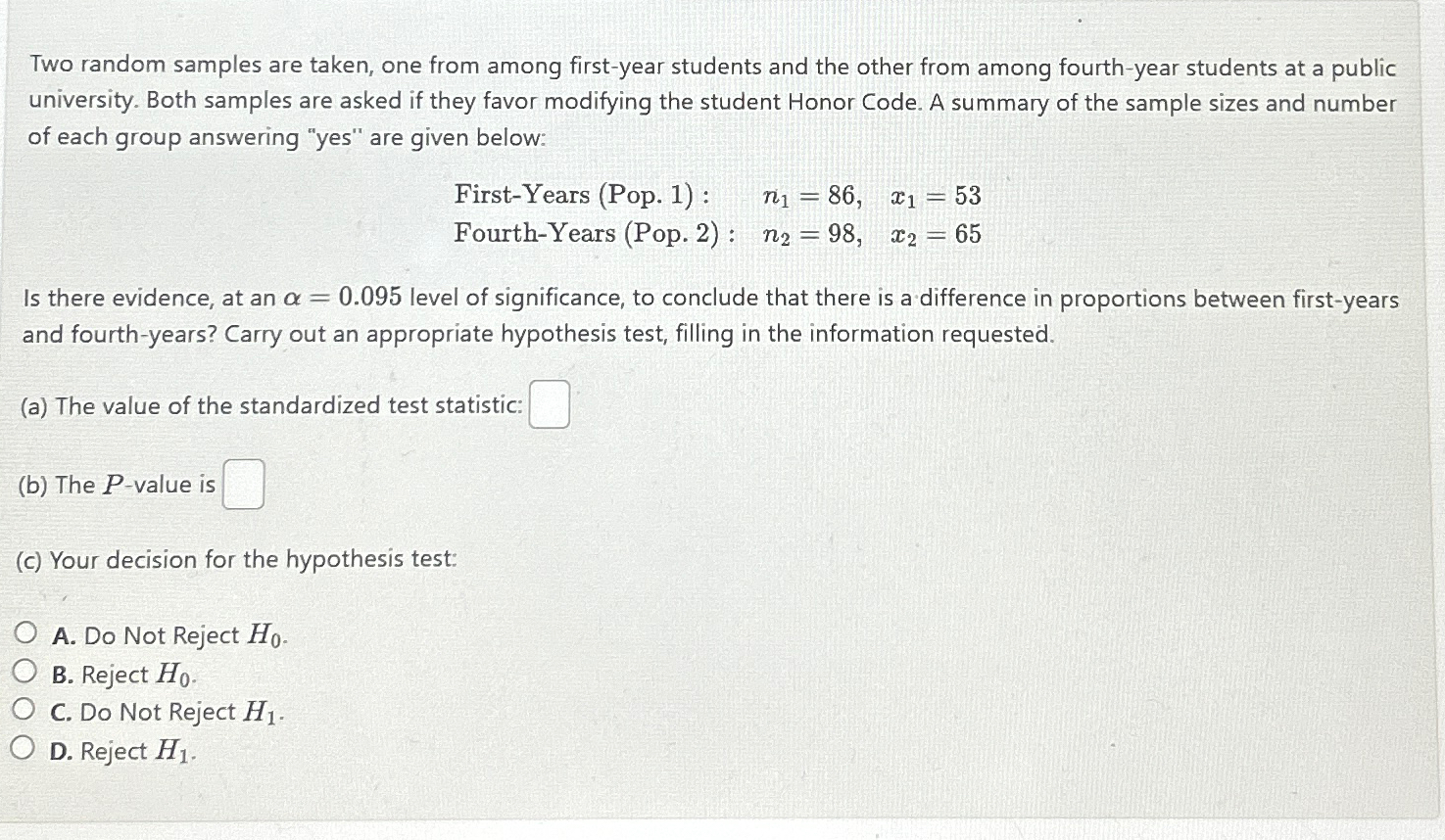 Solved Two random samples are taken, one from among | Chegg.com