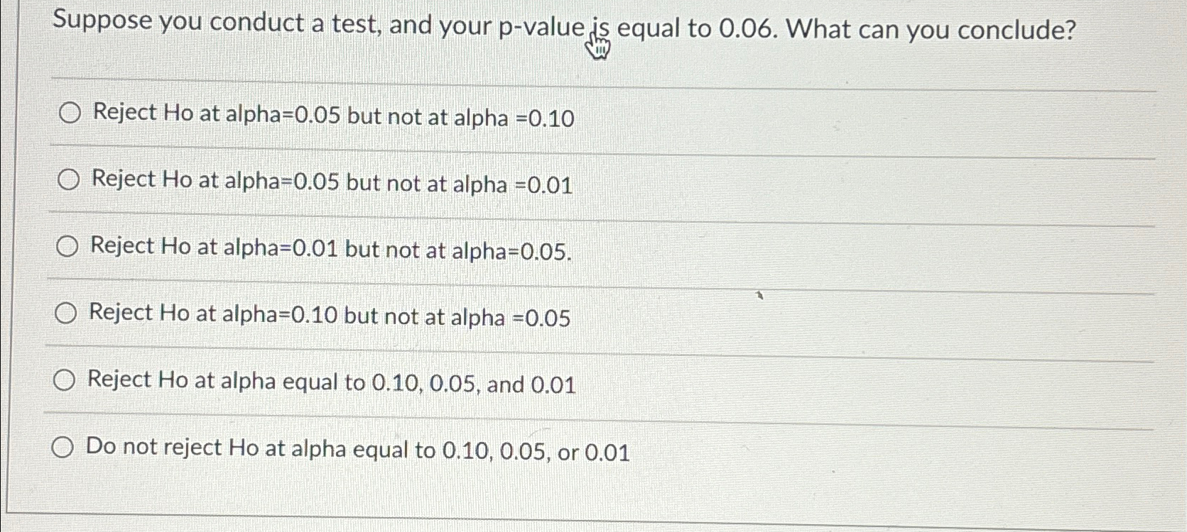 Suppose you conduct a test, and your p-value js equal | Chegg.com