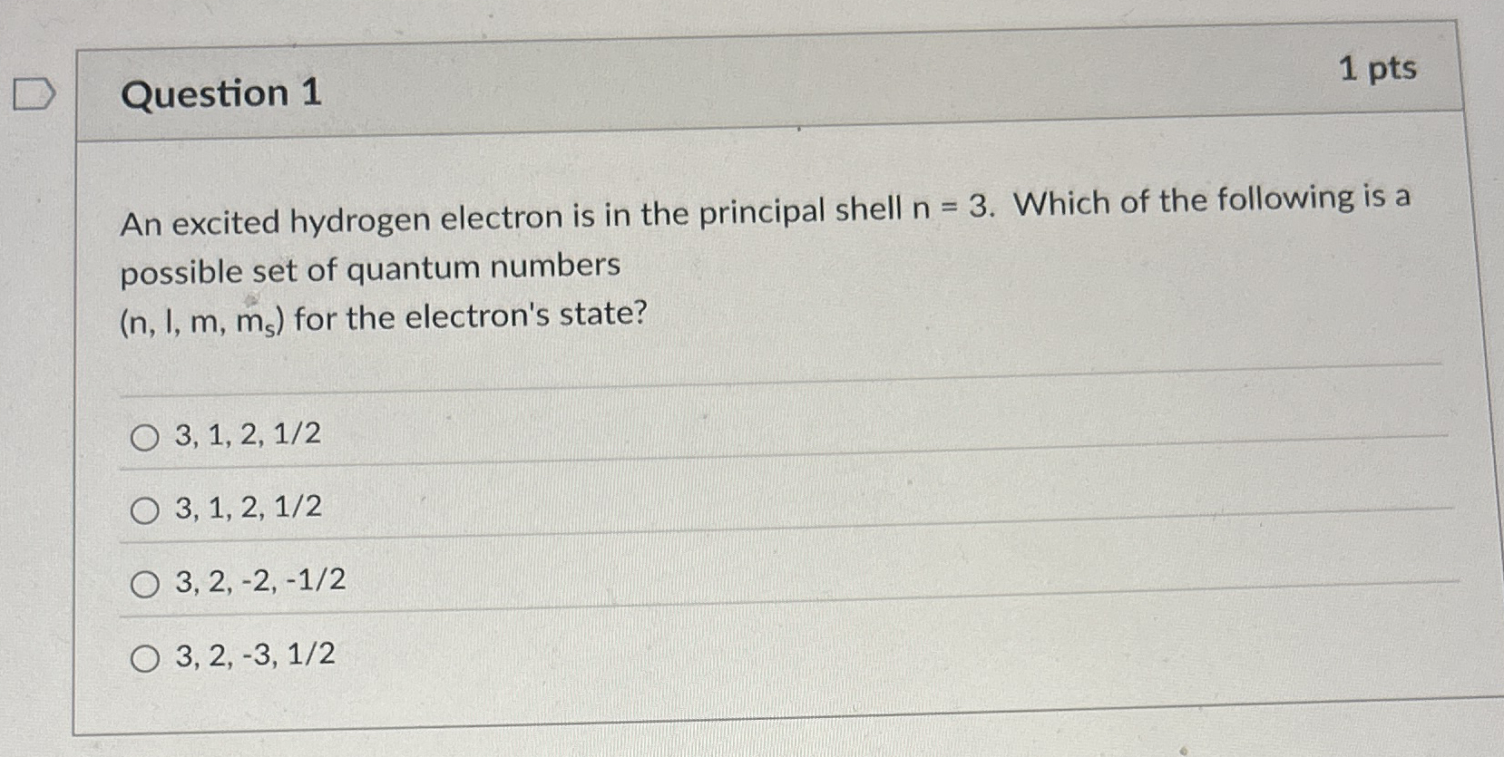 Solved Question 11 ﻿ptsAn excited hydrogen electron is in | Chegg.com